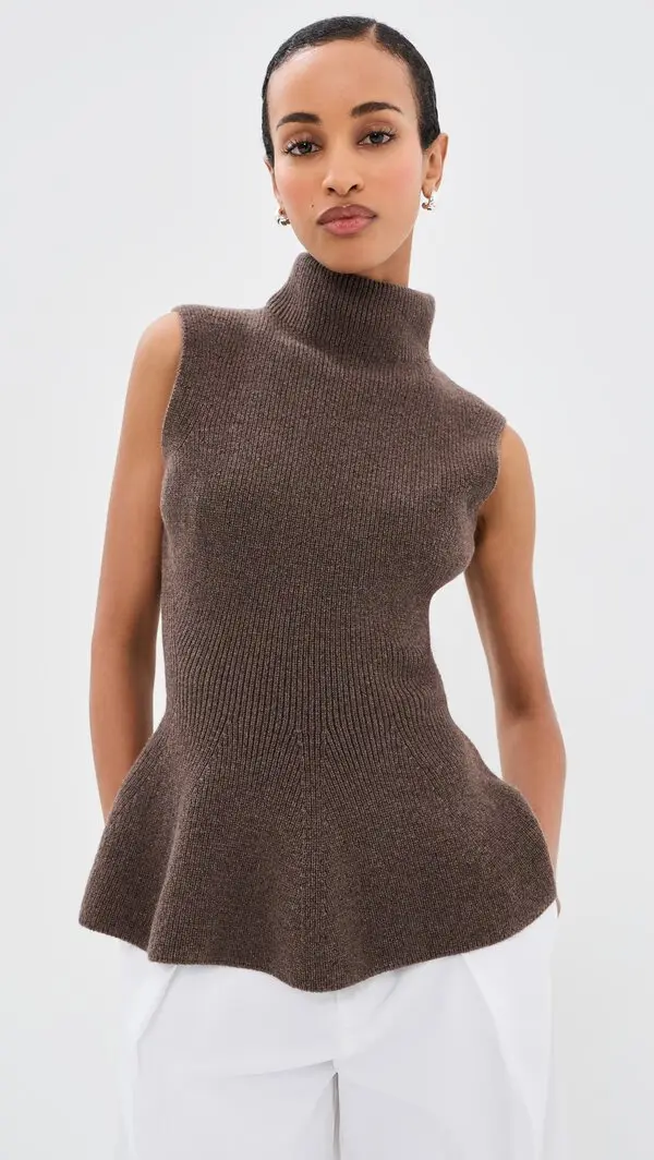 RÓHE Sculptural Sleeveless Knitted Peplum Top