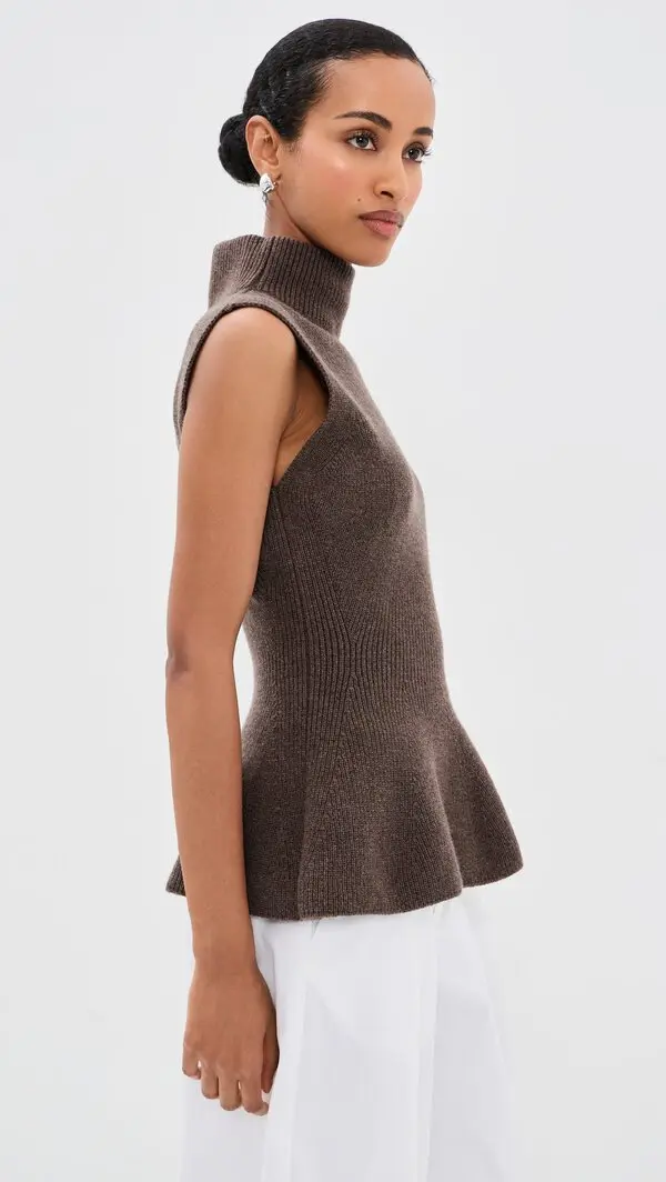 RÓHE Sculptural Sleeveless Knitted Peplum Top