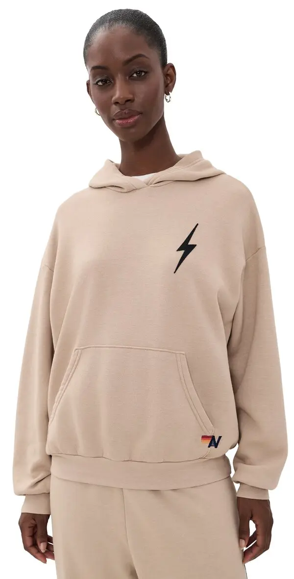 Aviator Nation Relaxed Bolt Stitch Pullover Hoodie - Sand