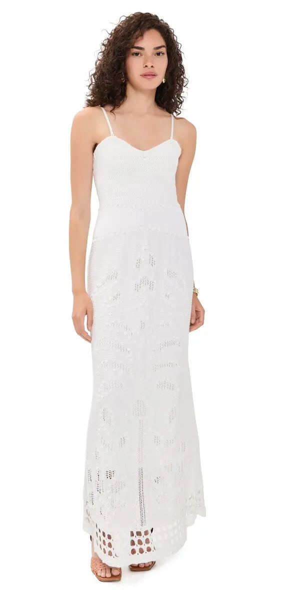 Farm Rio Palm Tree Knit Midi Dress - Off-white