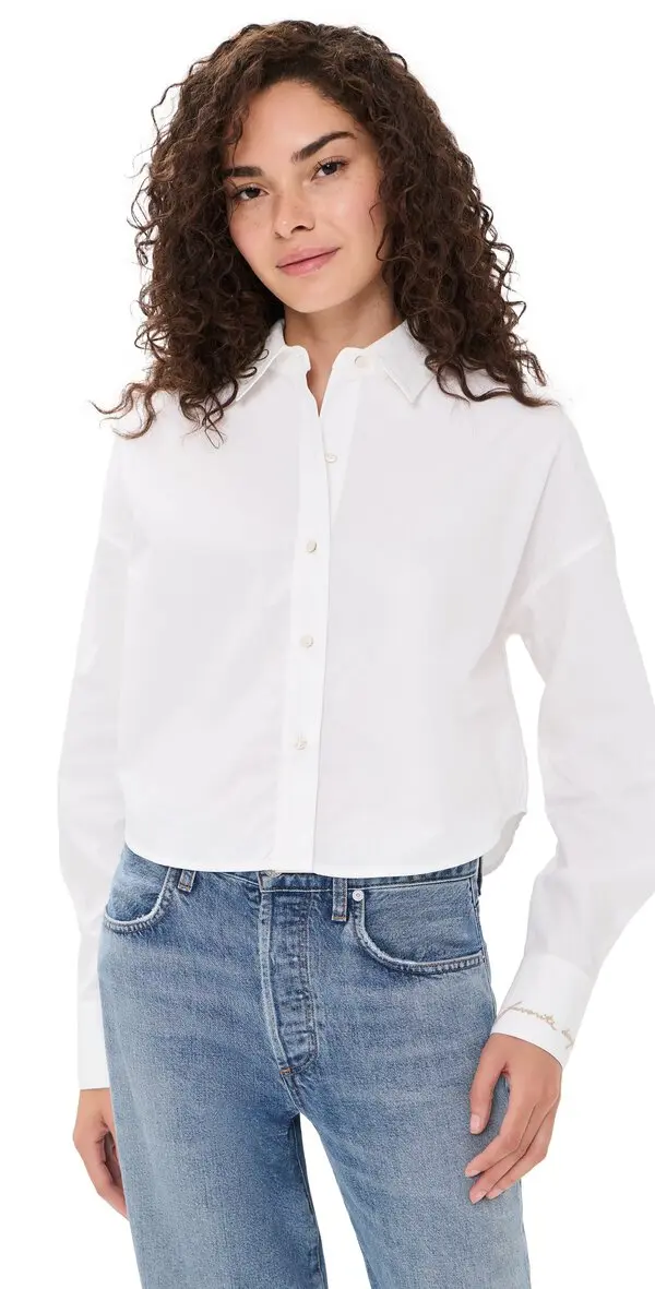 FAVORITE DAUGHTER The Crop Ex-boyfriend Shirt - White