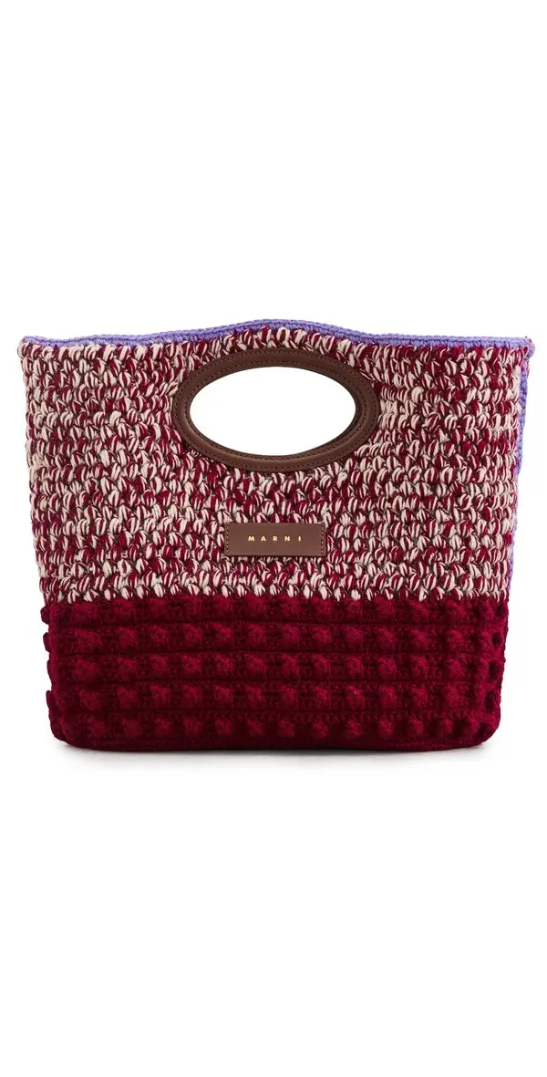 Marni Knitted Clutch - Ruby Wine/peach Skin/daybreak