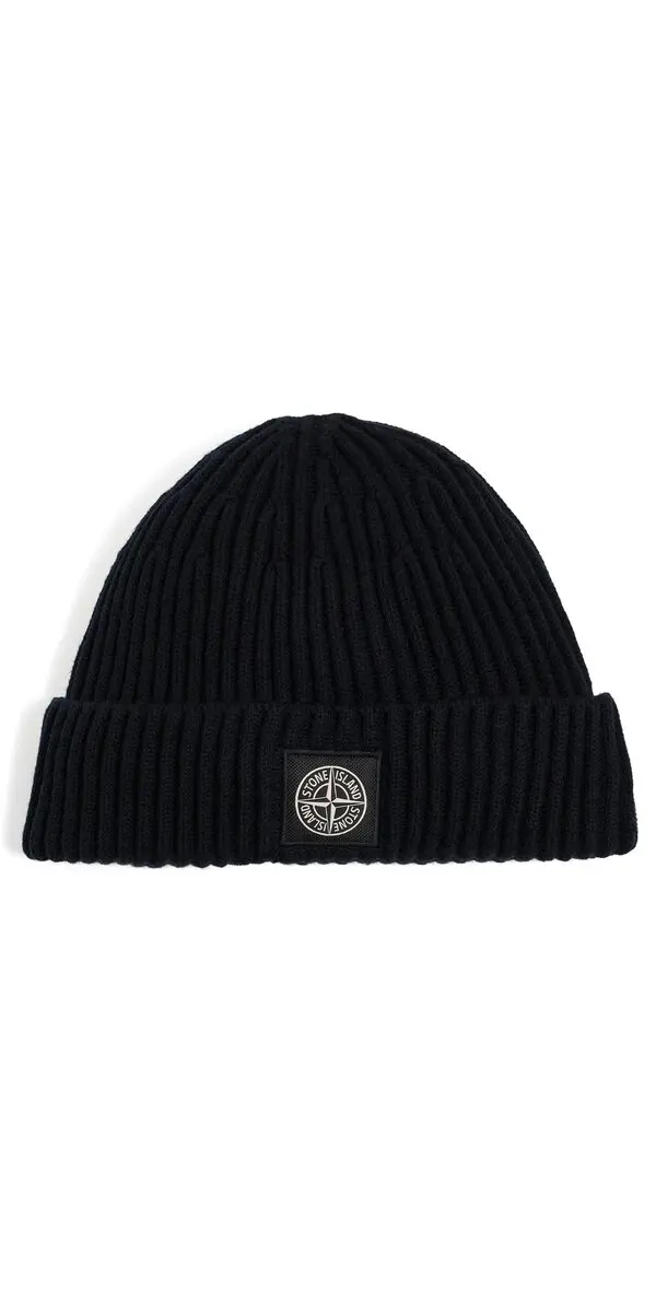 Stone Island Rib Knit Beanie - Navy Blue