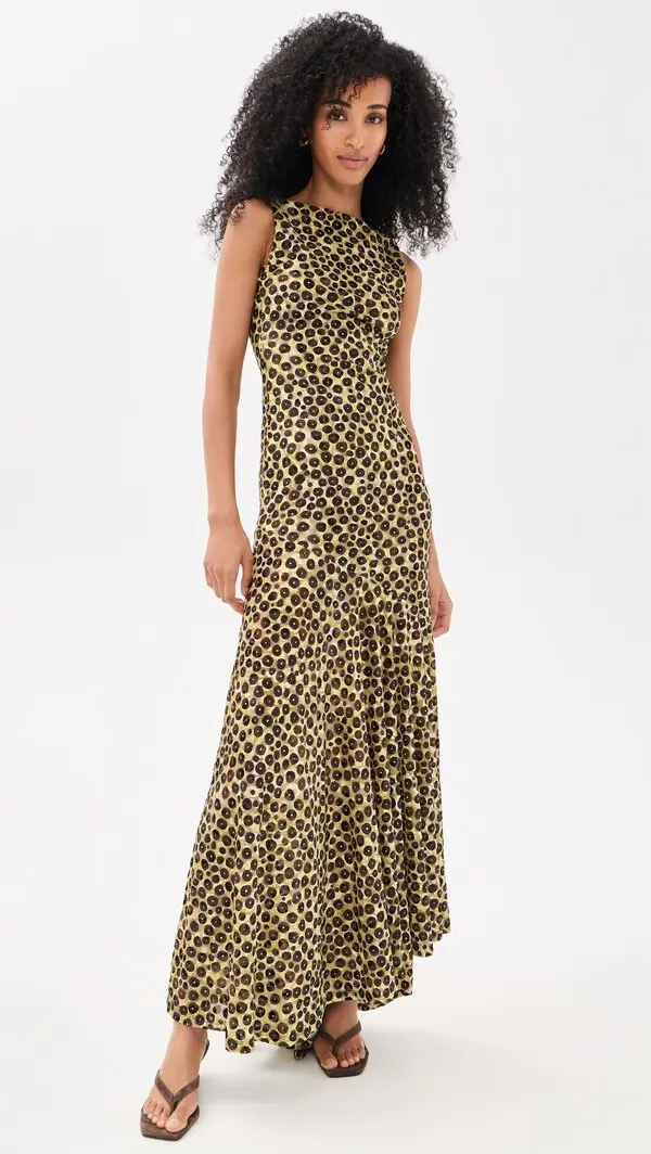 SIEDRES Sleeveless Boatneck Maxi Dress