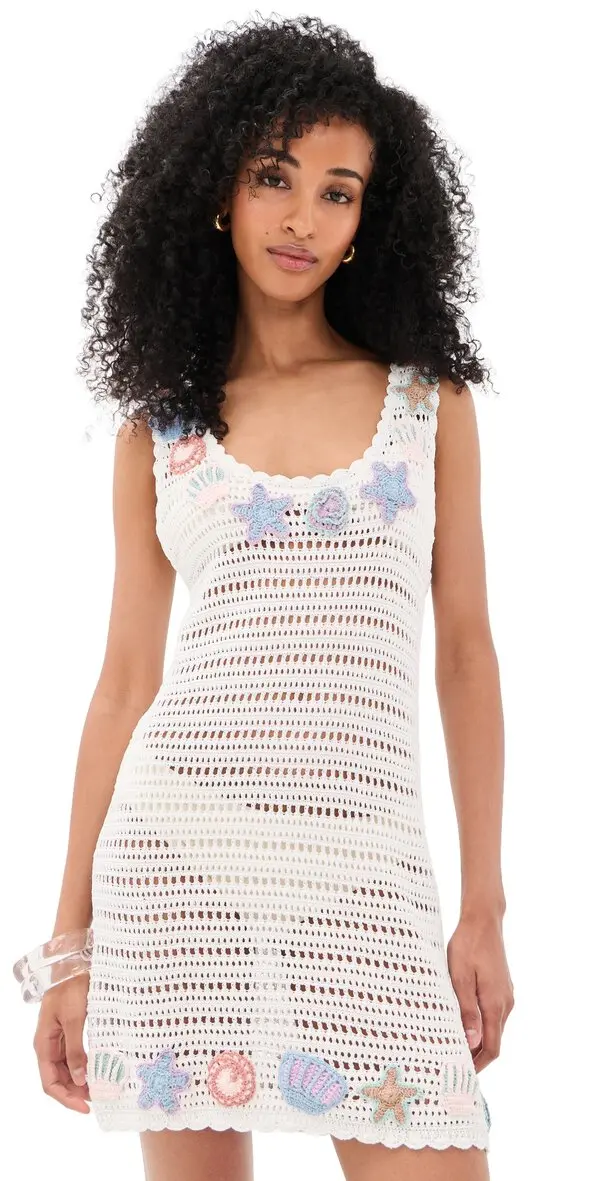 Show Me Your Mumu After Sun Coverup Mini Dress - Seashell Crochet