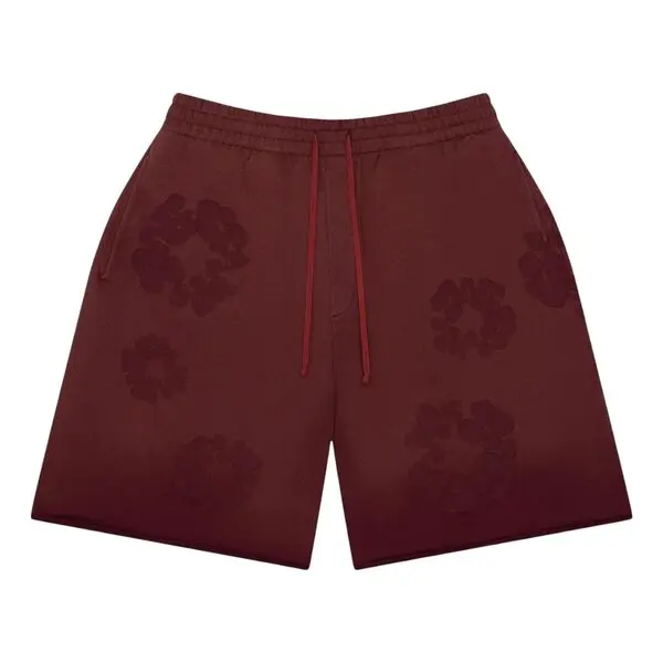 DENIM TEARS Faded Mono Wreath Sweatshorts - Beet Root