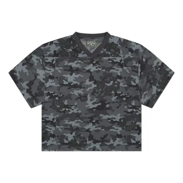 DENIM TEARS Camo Cotton Wreath Mesh Football Top Camo - Black