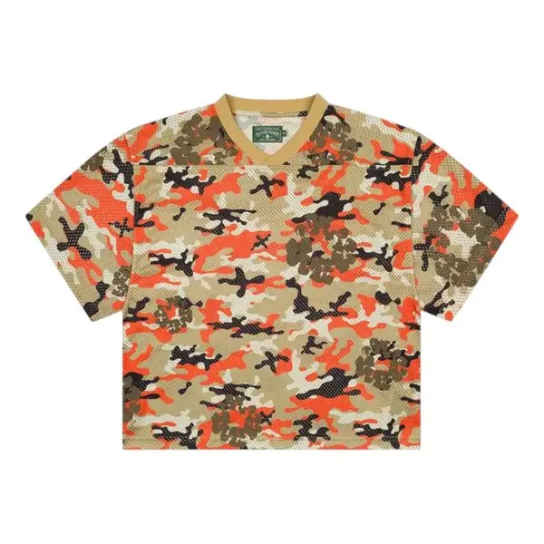 DENIM TEARS Camouflage Mesh Football Top - Brown