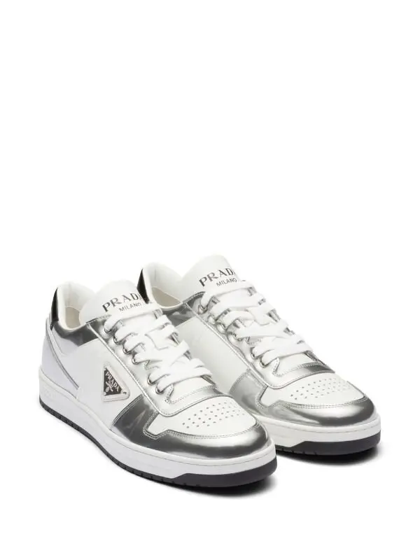 Prada District Leather Sneakers 'white Silver