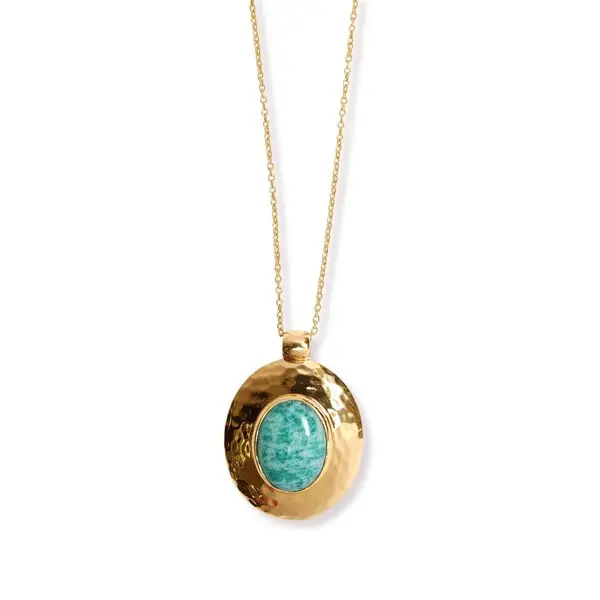 Argento Vivo Palma Pendant Necklace With Amazonite - Gold