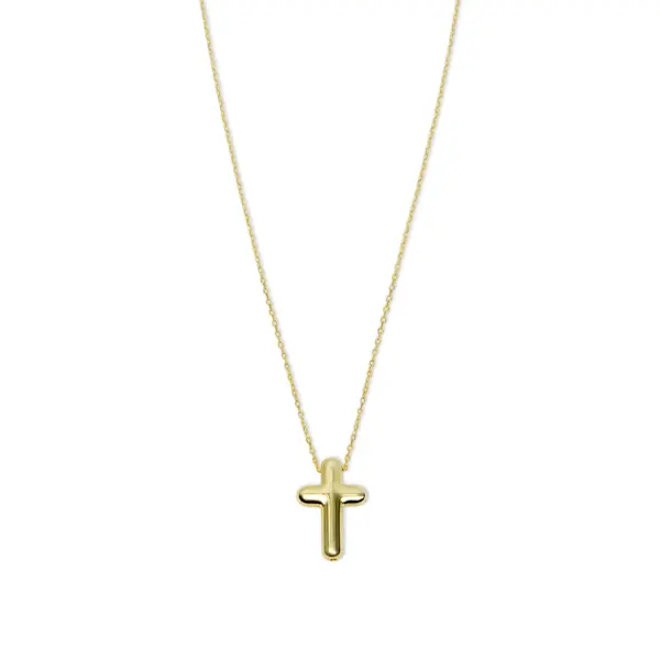 Argento Vivo Puffy Cross Necklace In -plated Sterling Silver - Gold