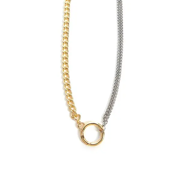Argento Vivo The Two Tone Open Circle Necklace - Gray/yellow