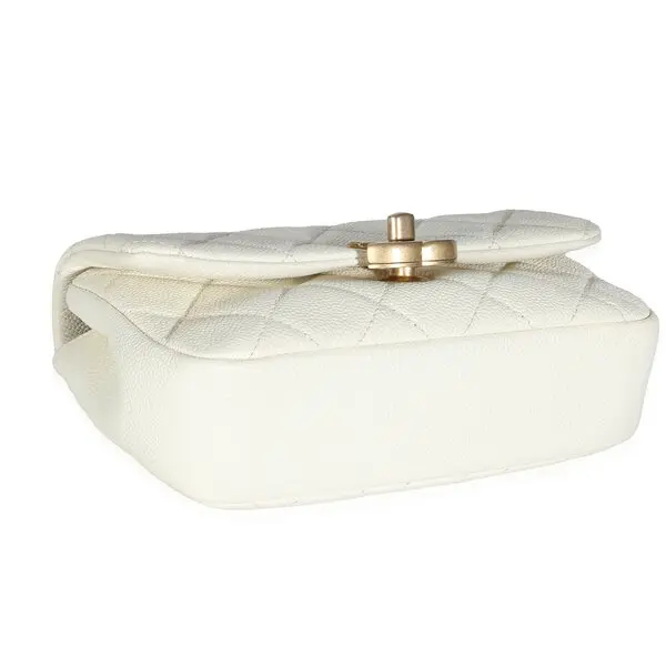 Chanel Quilted Caviar Chain Belt Bag - White