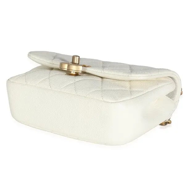 Chanel Quilted Caviar Chain Belt Bag - White