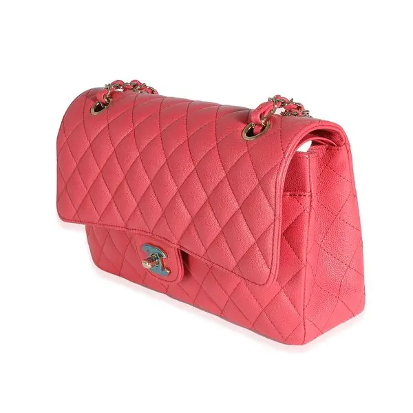 Chanel Quilted Caviar Classic Double Flap Bag - Pink