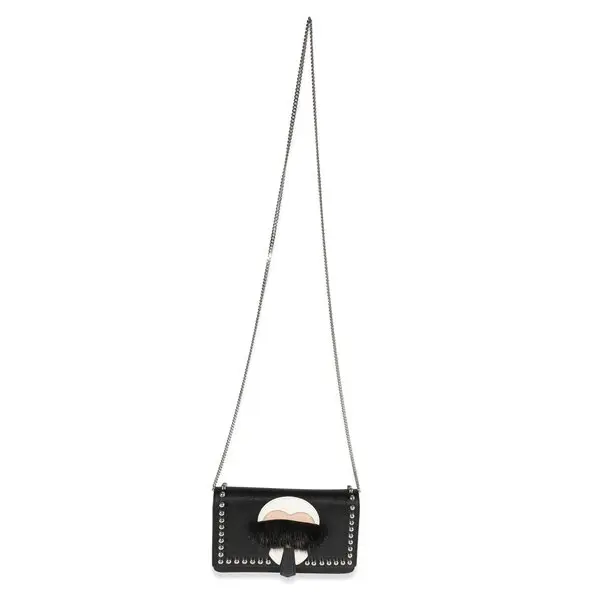 Fendi Vitello Elite & Mink Studded Karlito Chain Wallet