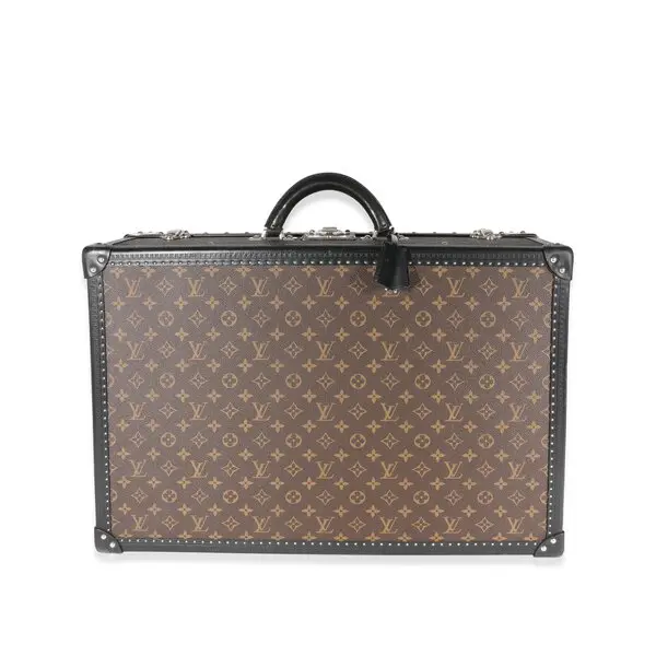LOUIS VUITTON Monogram Macassar & Black Leather Alzer Trunk 60 - Brown