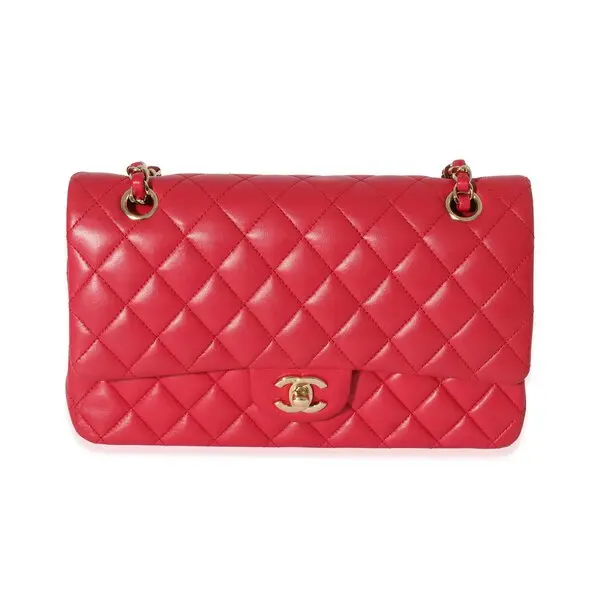 Chanel Dark Quilted Lambskin Classic Double Flap Bag - Pink