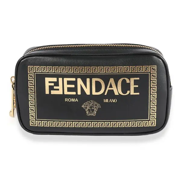 Fendi X Versace Fendace Logo Print Camera Case - Black