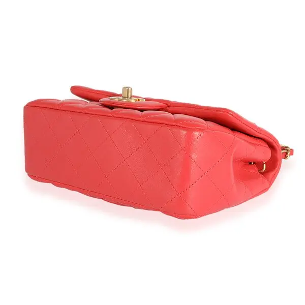 Chanel Coral Quilted Lambskin Rectangular Classic Flap Bag