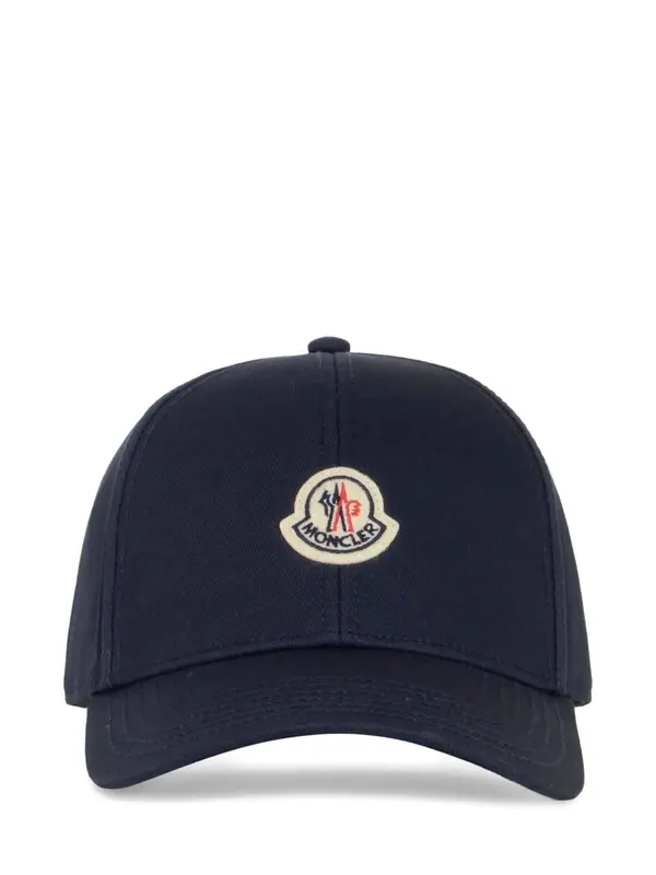 Moncler Logo Cotton Baseball Cap - Blue