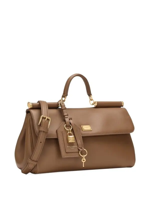 Dolce & Gabbana Sicily Soft Leather Handbag With Padlock Detail