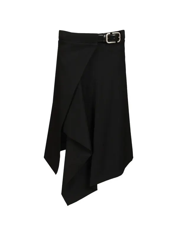 Attico Wool Midi Skirt - Black