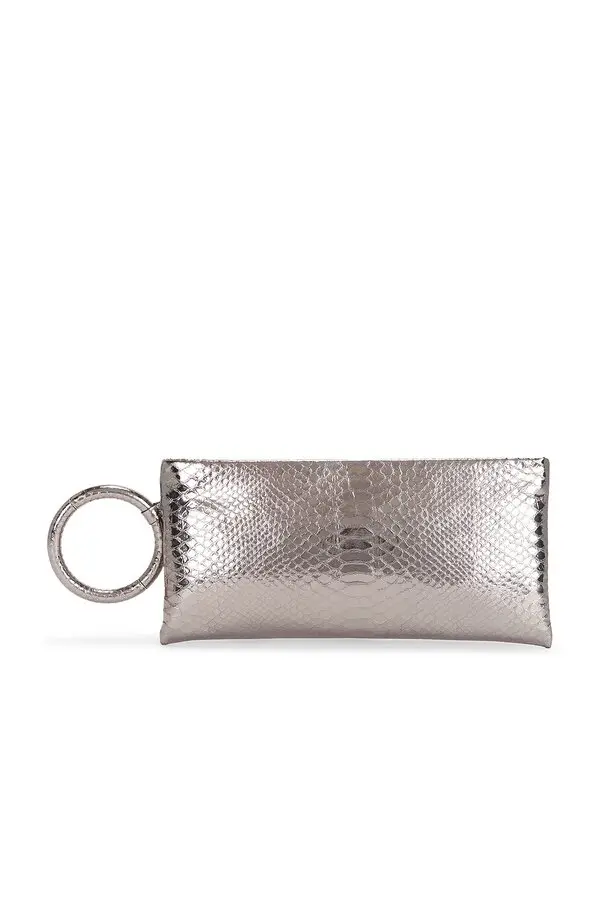 TOM FORD Laminated Python Clutch - Silver