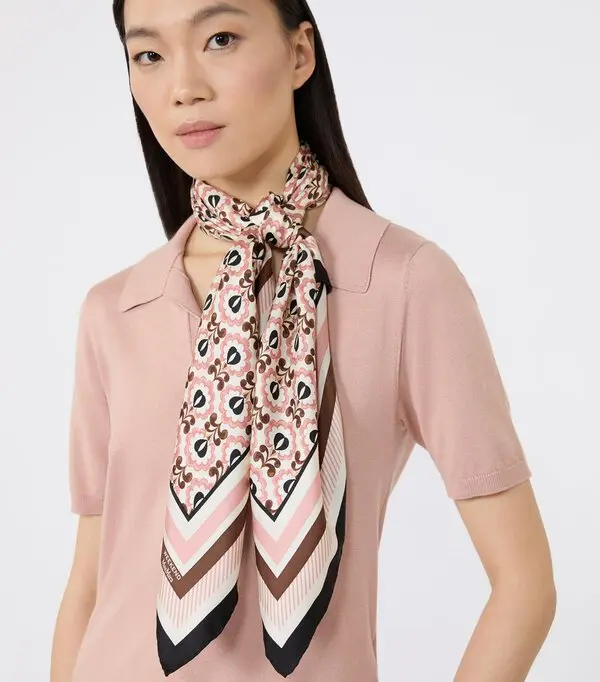 Max Mara Silk Geometric Print Scarf
