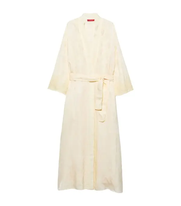 Max & Co. Satin Floral Belted Coat - Yellow
