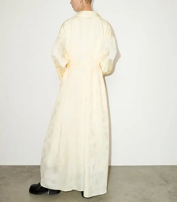 Max & Co. Floral Satin Belted Coat - Yellow