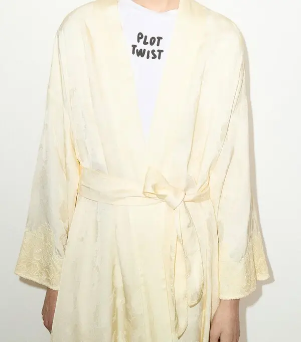 Max & Co. Floral Satin Belted Coat - Yellow