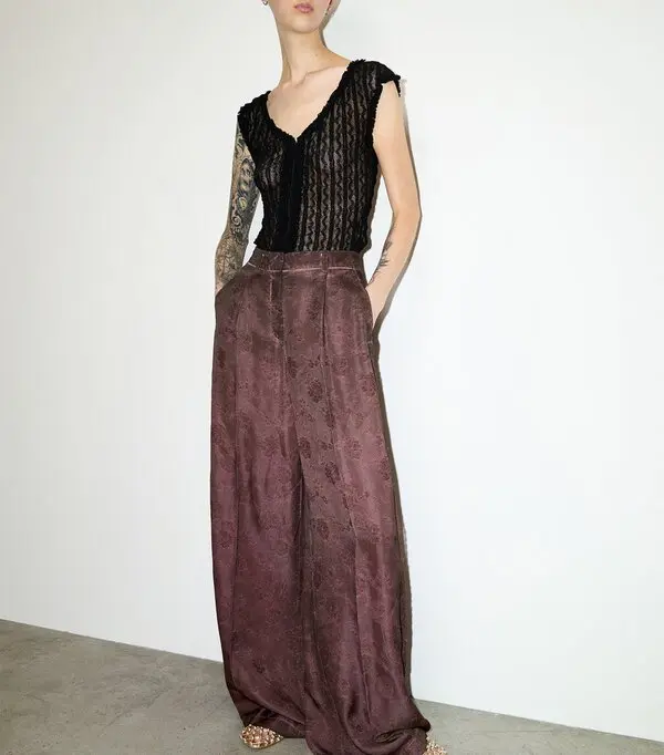Max & Co. Floral Wide-leg Trousers - Brown