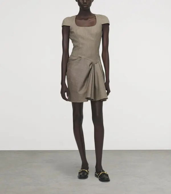 Alexander McQueen Wool Gathered Mini Dress