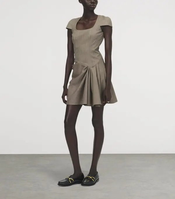 Alexander McQueen Wool Gathered Mini Dress