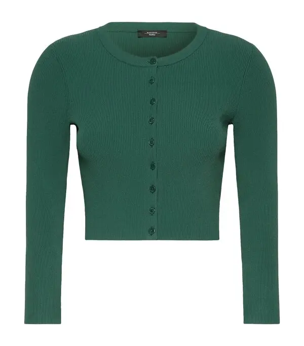Max Mara Cropped 3/4 Sleeve Cardigan - Green