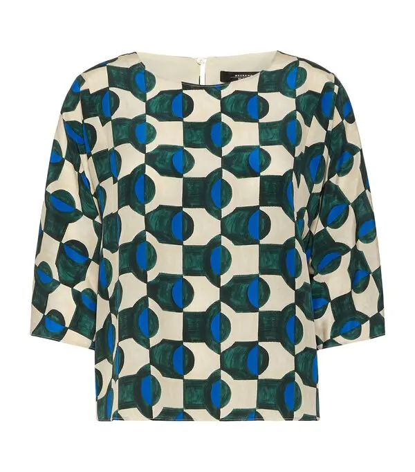 Max Mara Silk Printed Blouse - Green