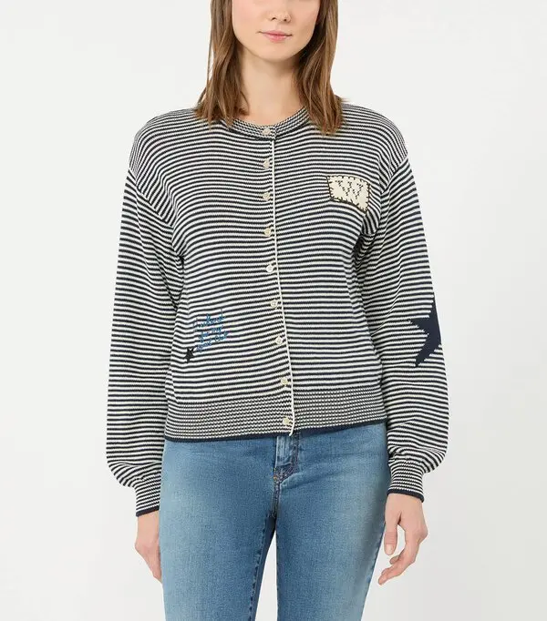 Max Mara Striped Crew-neck Cardigan