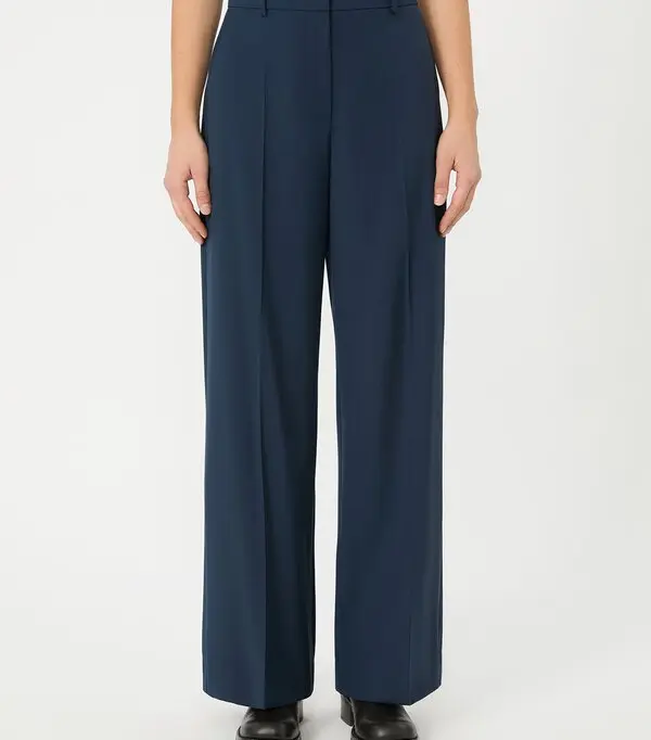 Max Mara Virgin Wool Tailored Straight-leg Trousers - Navy