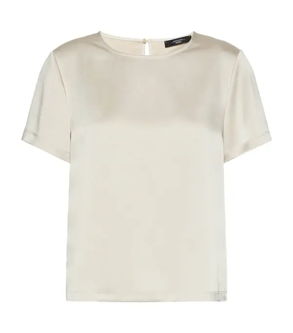 Max Mara Satin Short-sleeve Blouse - Ivory