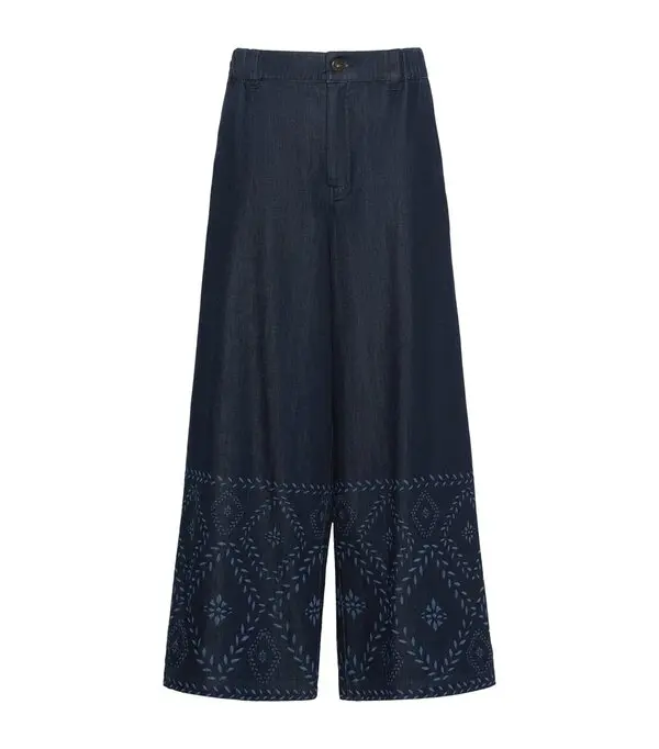 Max Mara Printed Wide-leg Jeans