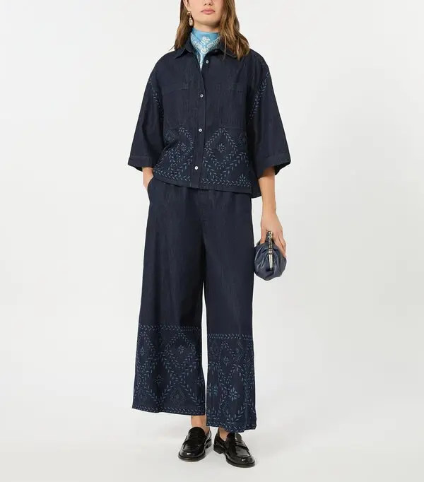 Max Mara Printed Wide-leg Jeans