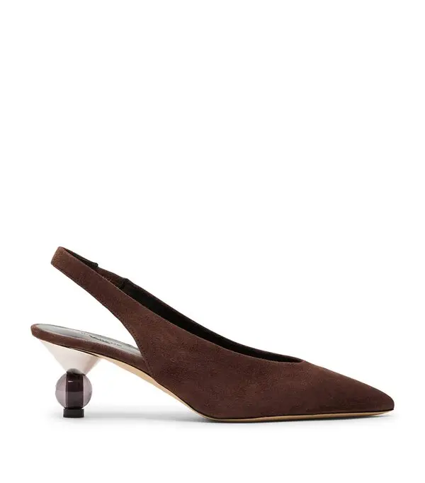 Max Mara Suede Bauble-heel Slingback Pumps 55 - Brown