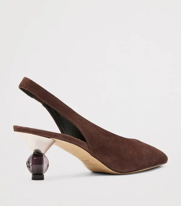 Max Mara Suede Bauble-heel Slingback Pumps 55