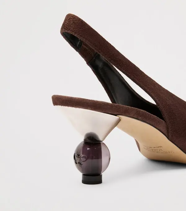 Max Mara Suede Bauble-heel Slingback Pumps 55