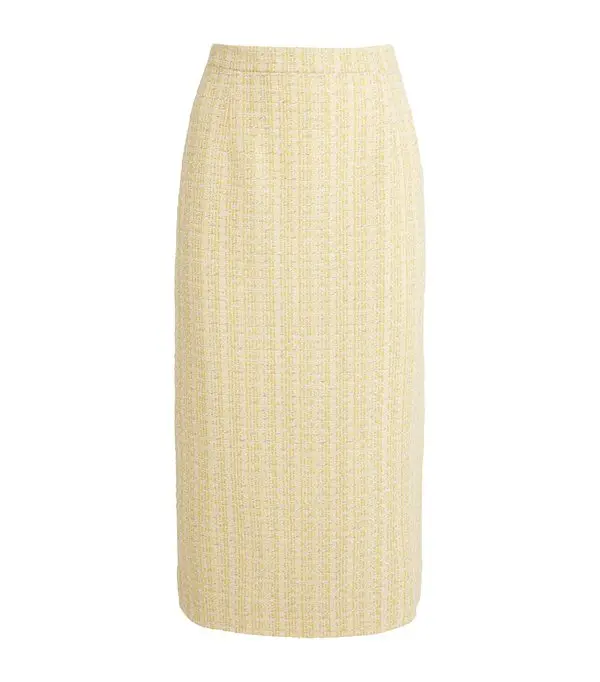Alessandra Rich Tweed Sequin-embellished Midi Skirt - Yellow