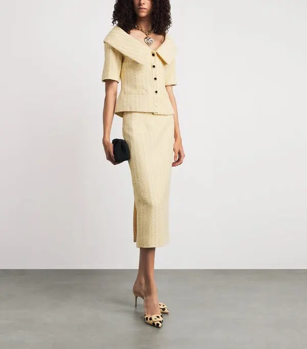 Alessandra Rich Sequined Tweed Midi Skirt