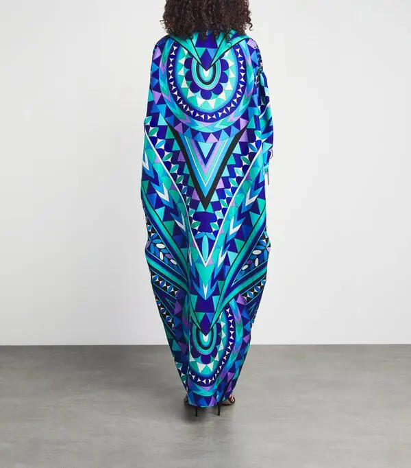 Emilio Pucci Geometric Print Silk Kaftan Maxi Dress