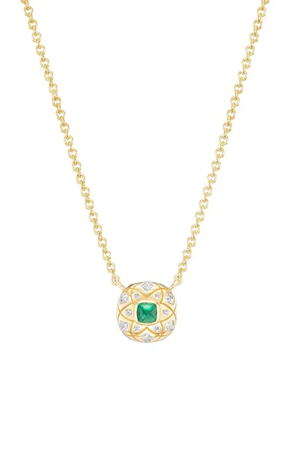 ORLY MARCEL 18k Yellow Gold Mini Bliss Pendant Necklace With Emerald And Diamonds - Green