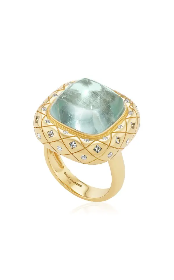 ORLY MARCEL 18k Yellow Gold Aquamarine And Diamond Cocktail Ring - Blue